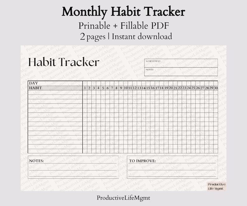 Printable Habit Tracker, Daily Routine Tracker, Habits Tracking, Habit ...