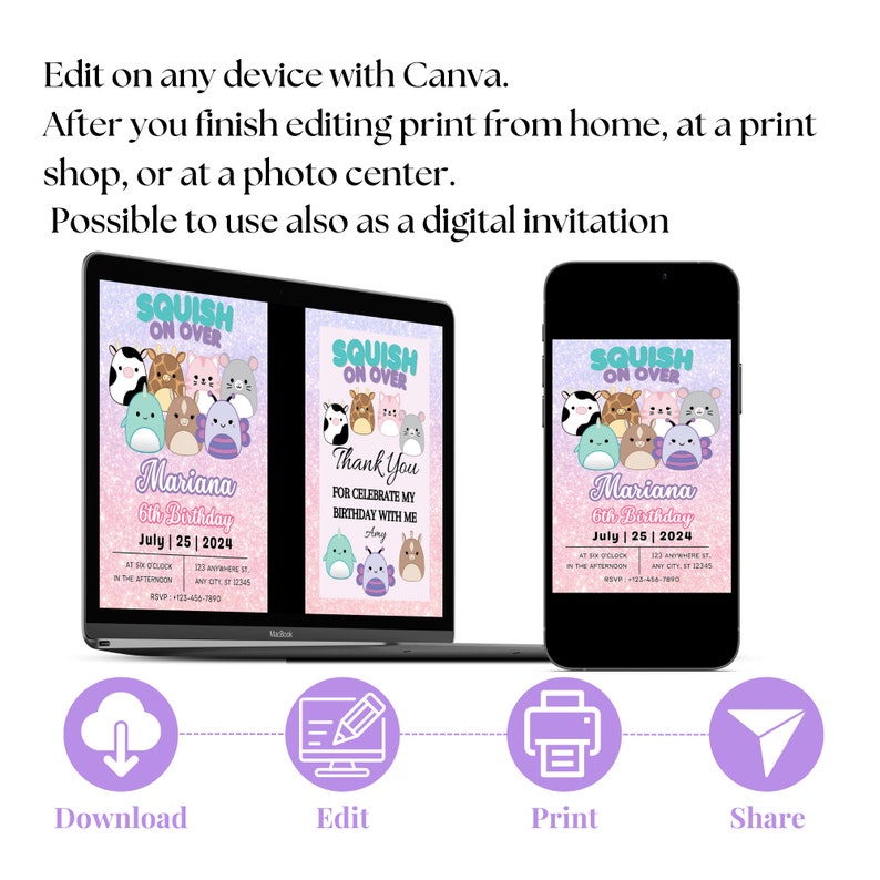 Squishmallow Birthday Invitation | Squishmallow Editable Invitation ...