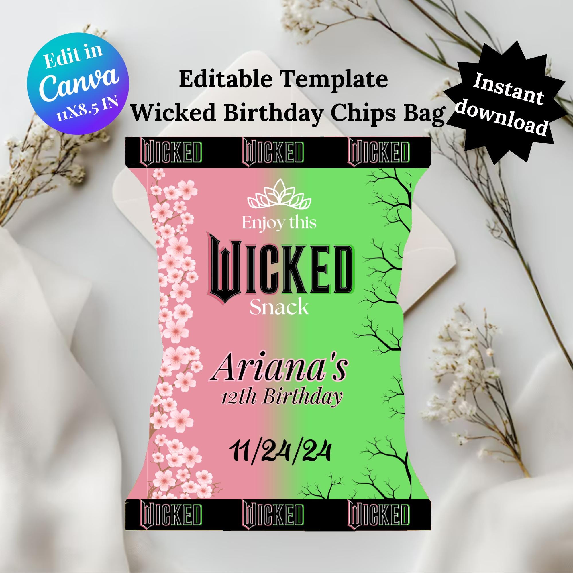 WICKED Chips Bag, WICKED Birthday Invitation, WICKED Movie Ticket ...