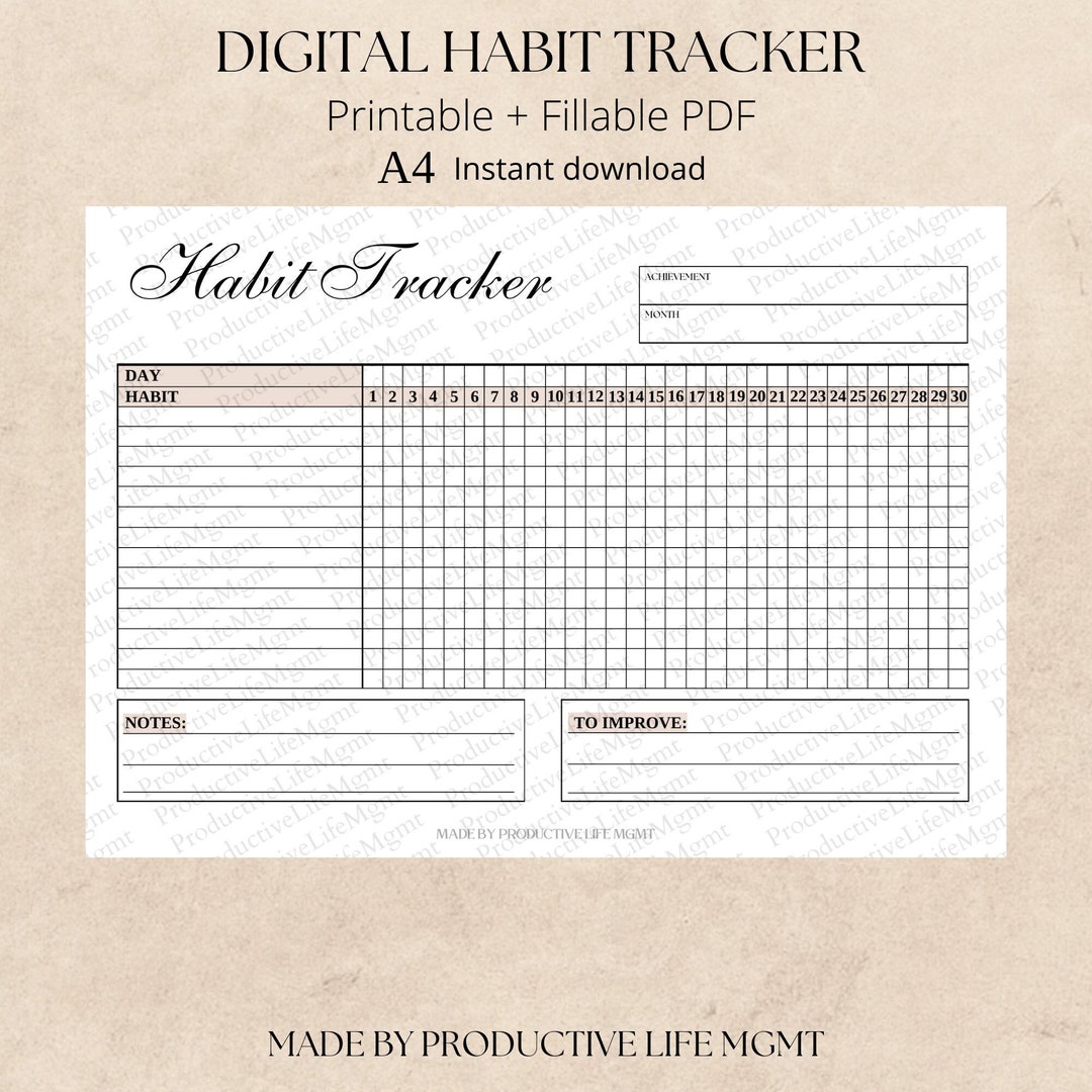 Digital Habits Tracker, Printable Habit Tracker, Daily Routine Tracker ...