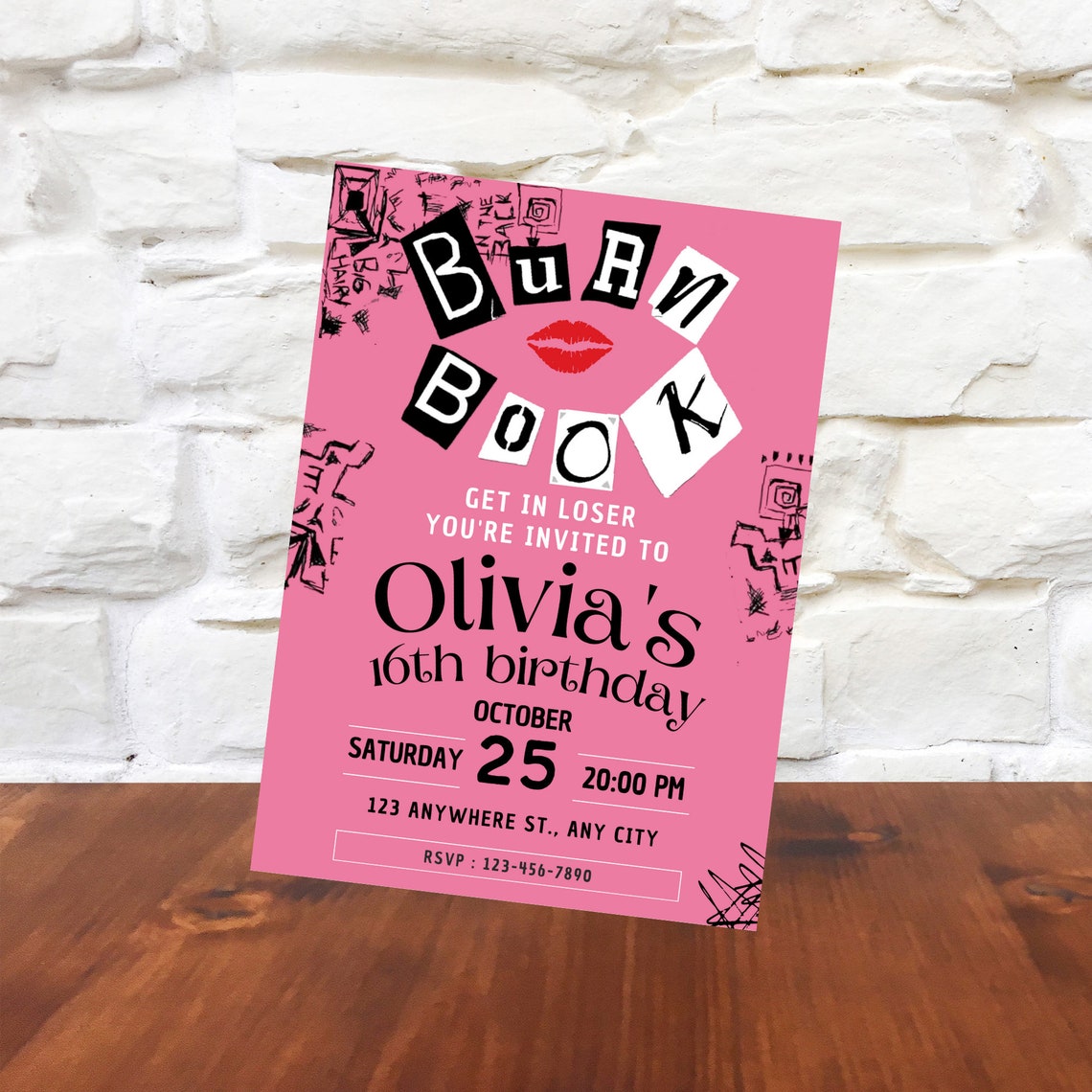 Mean Girls Inspired Birthday Invitation, Mean Girls Invitation, Girl ...