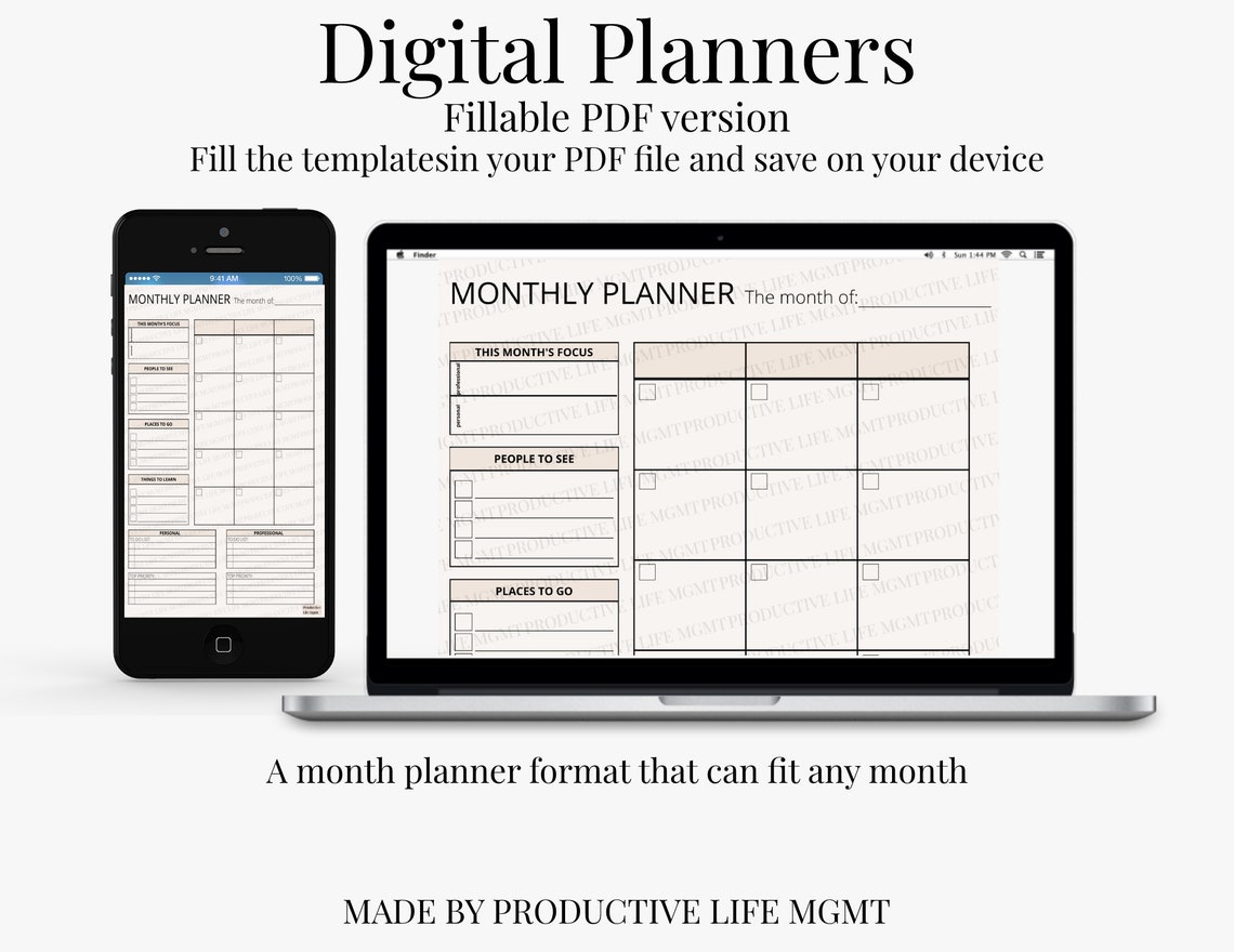 Digital Monthly Planner, Aesthetic Digital Planner, Monthly Planner ...
