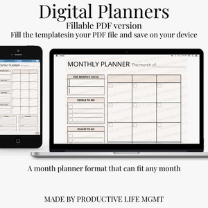 Digital Monthly Planner, Aesthetic Digital Planner, Monthly Planner ...