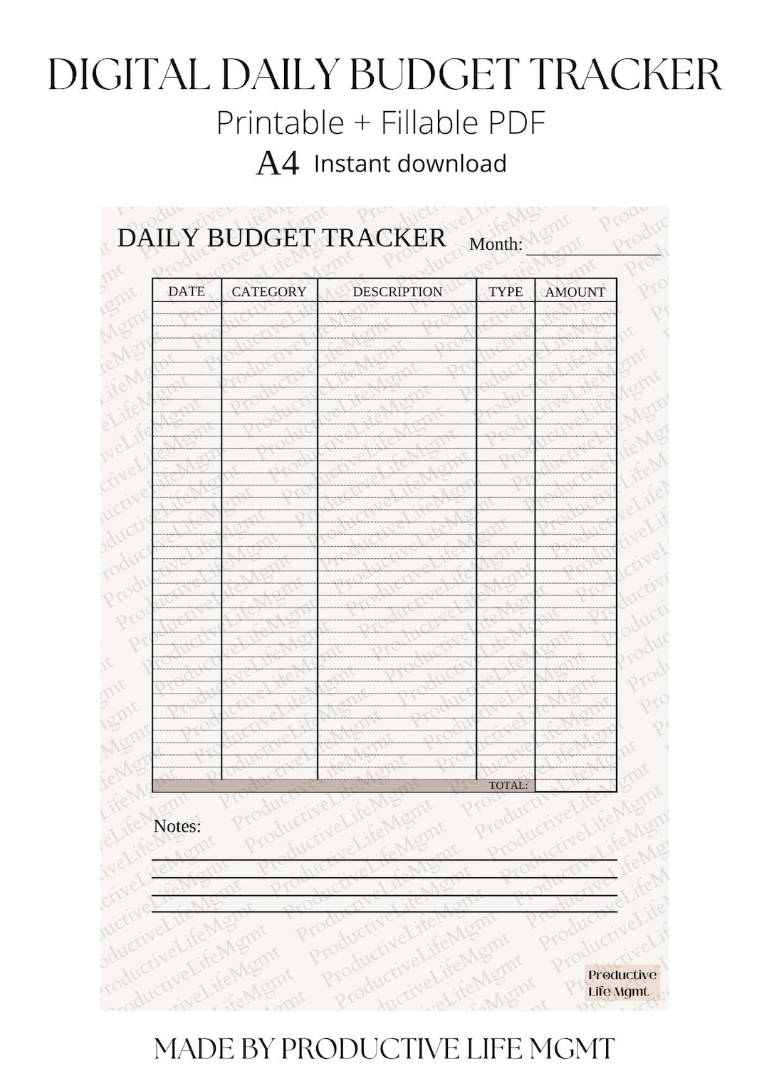 Digital Daily Budget Tracker |monthly Budget | Digital Budget Planner ...