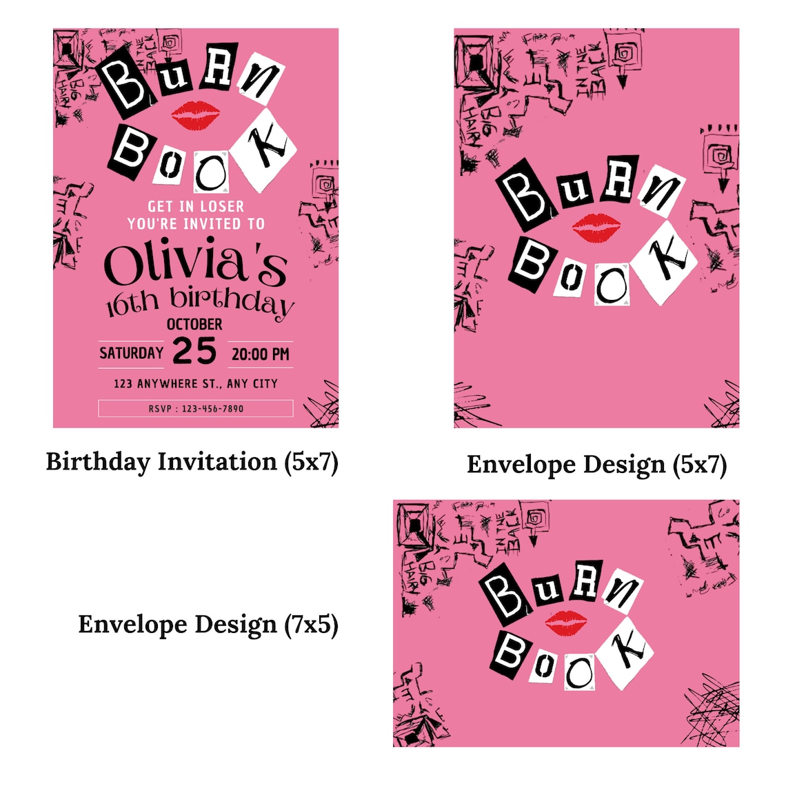 Mean Girls Inspired Birthday Invitation, Mean Girls Invitation, Girl ...