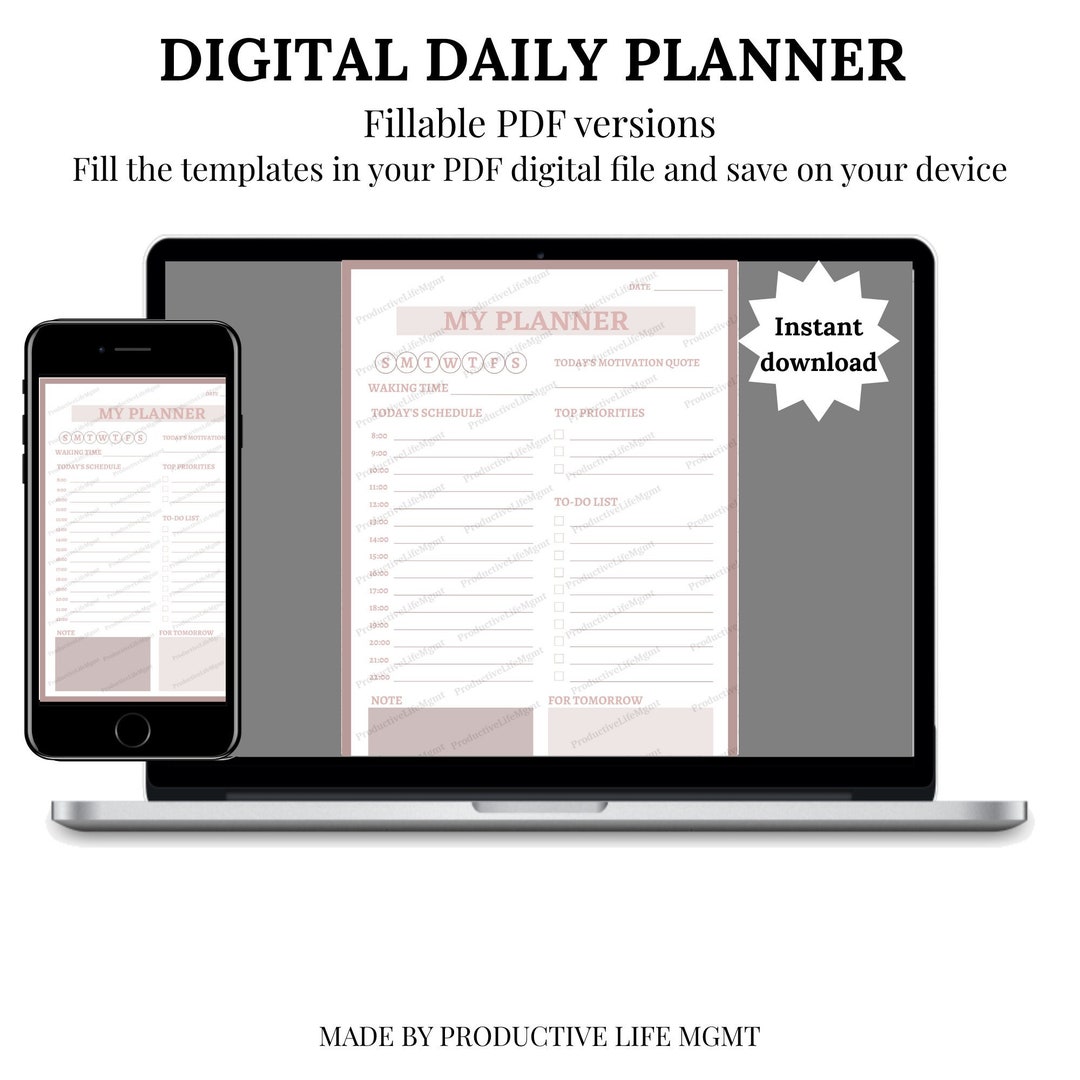 Digital Daily Planner | Aesthetic Minimalist Printable PDF| Instant ...