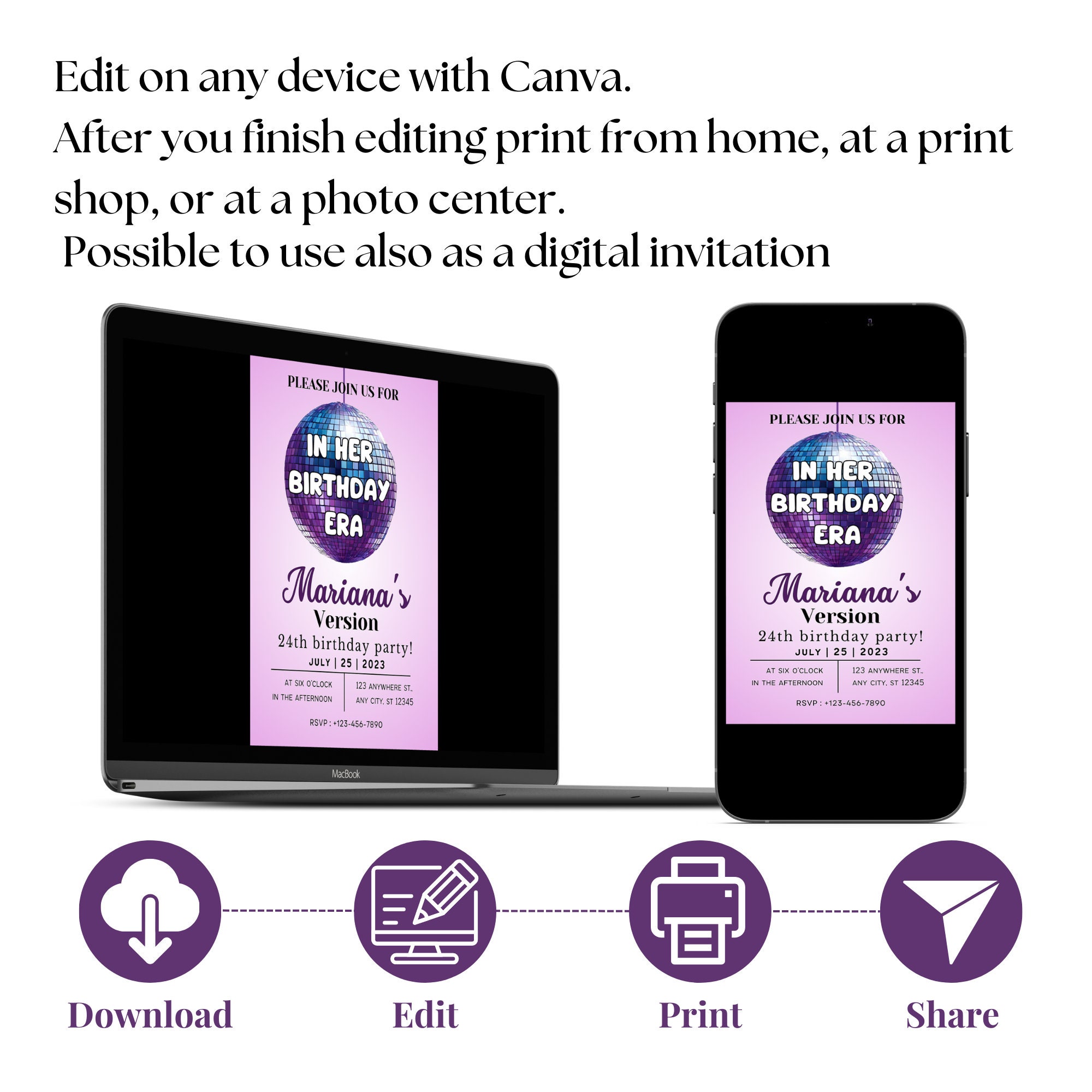 Editable Era Tour Invitation, Eras Birthday Invitation, Taylor Party ...