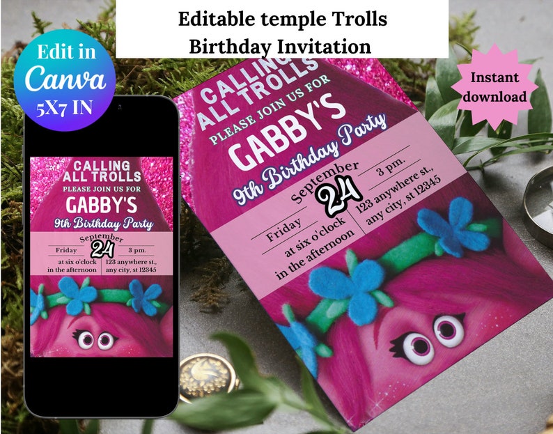 Poppy Invite Template Printable Birthday Invitation Editable - Etsy