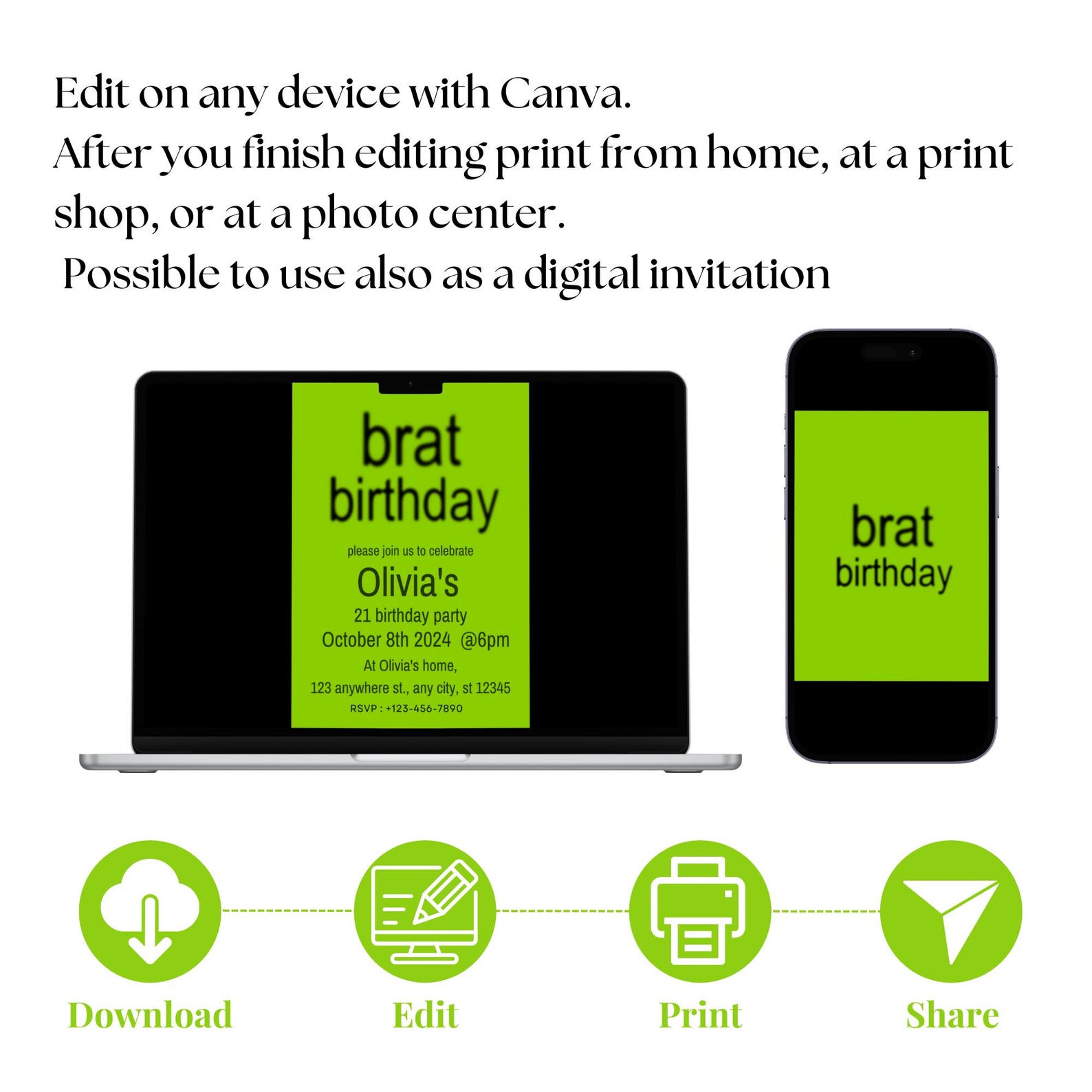 Brats Invitation, Birthday Invitation, Brat Birthday Card, Girl ...