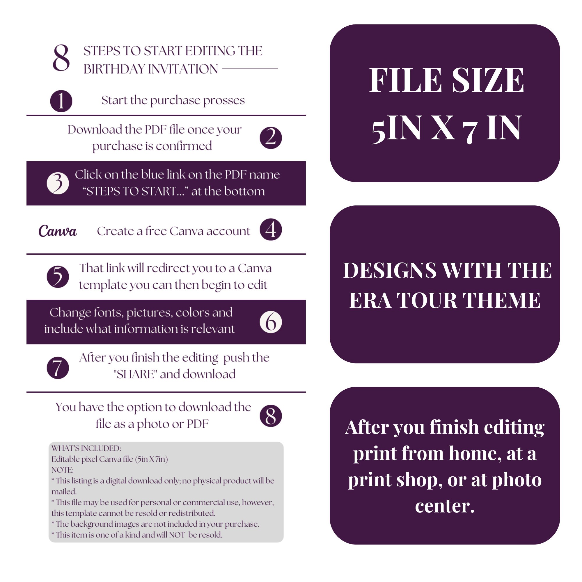 Editable Era Tour Invitation, Eras Birthday Invitation, Taylor Party ...