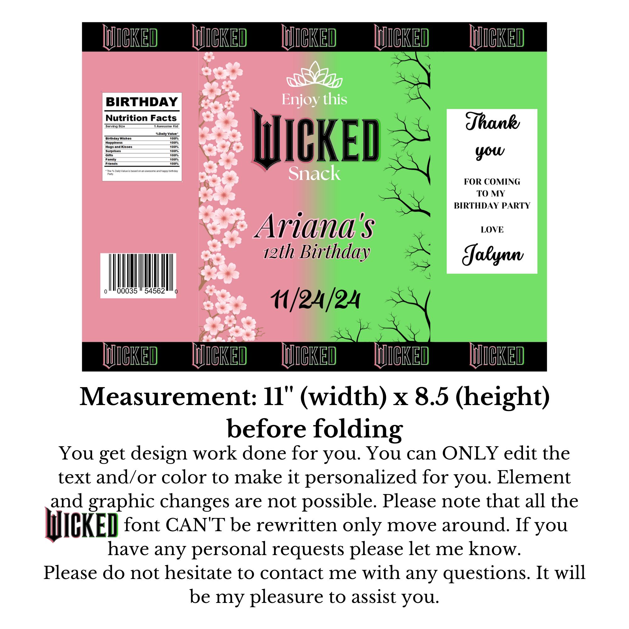 WICKED Chips Bag, WICKED Birthday Invitation, WICKED Movie Ticket ...