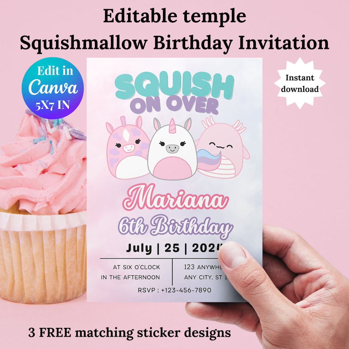 Squishmallow Birthday Invitation Squishmallow Editable Invitation ...