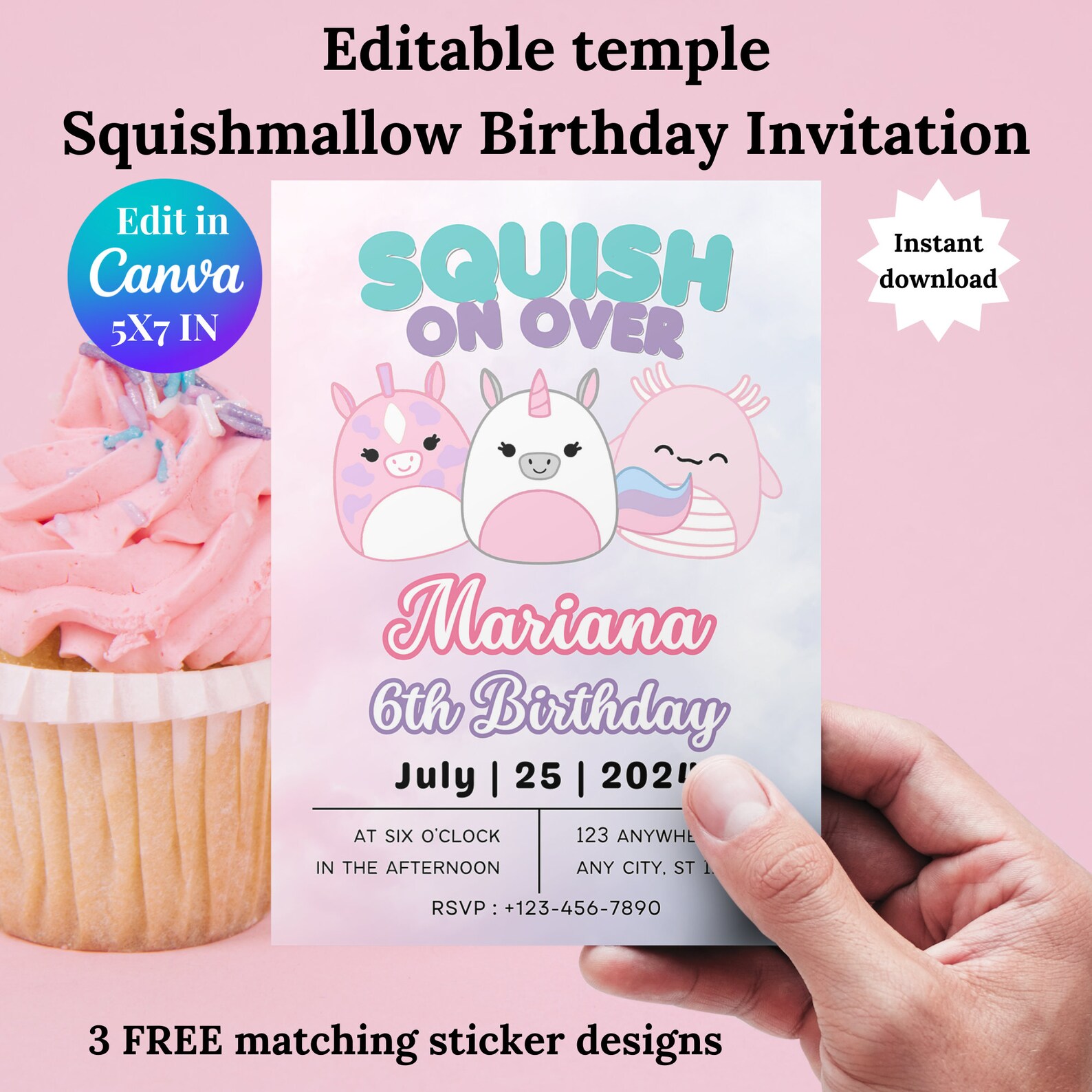 Squishmallow Birthday Invitation Squishmallow Editable Invitation ...
