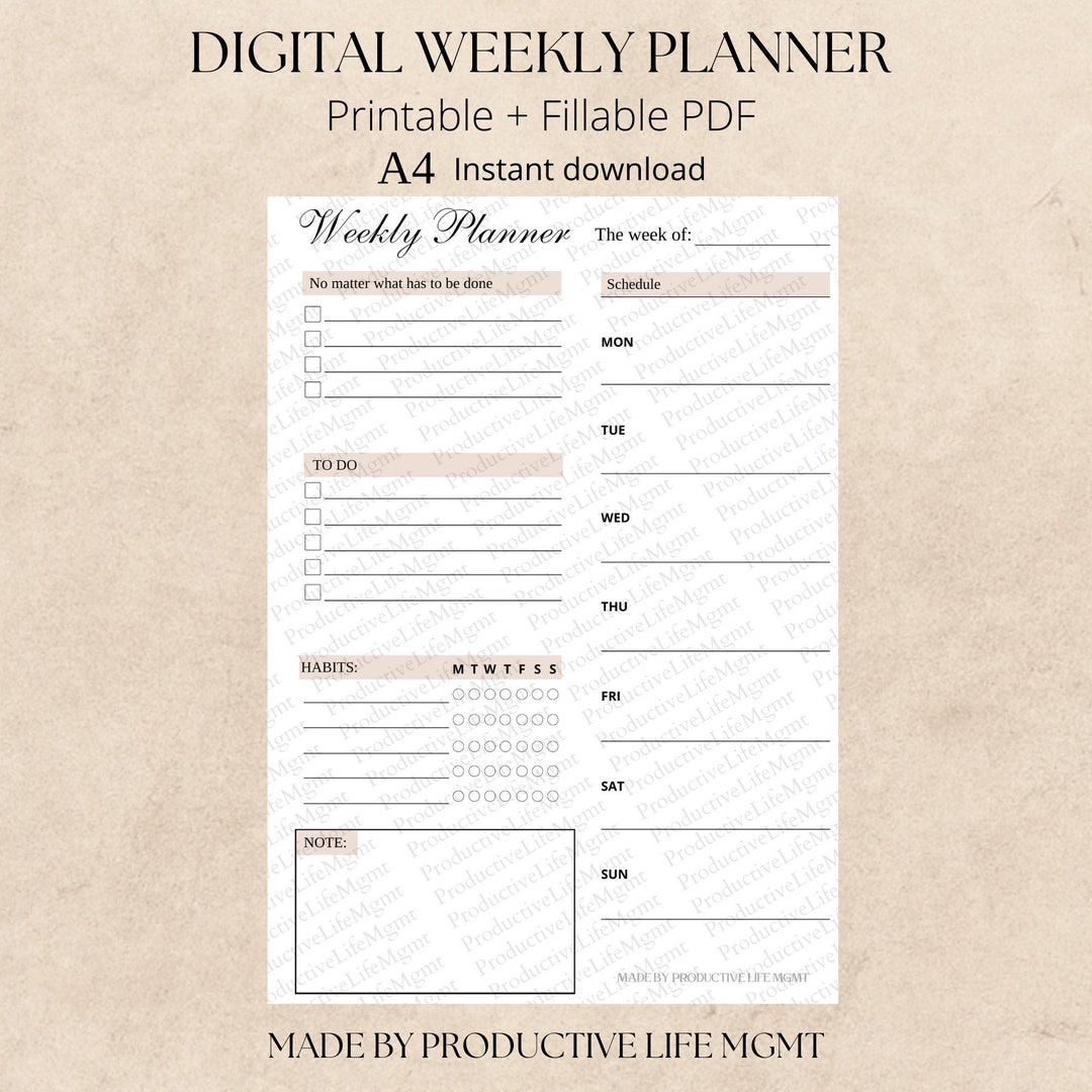 Digital Weekly Planner, Aesthetic Digital Planner, Personal Planner ...