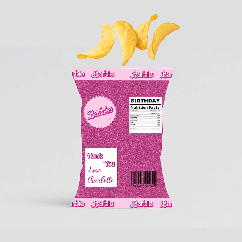 Editable Chip Bag Template, Pink Doll Chip Bag, Editable Chip Bag ...