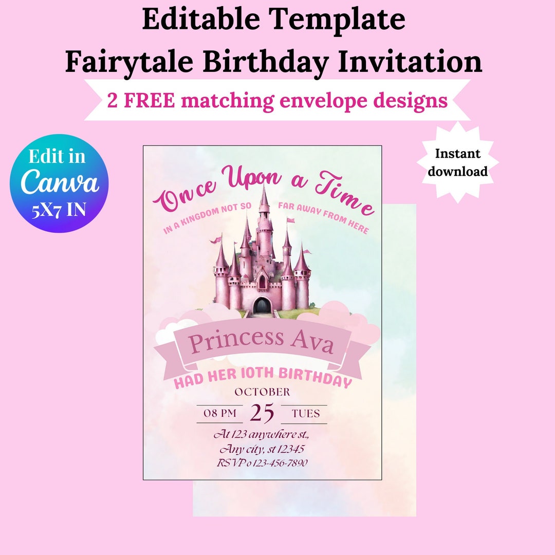 Editable Princess Birthday Invitation, Pink Little Princess Invitations ...