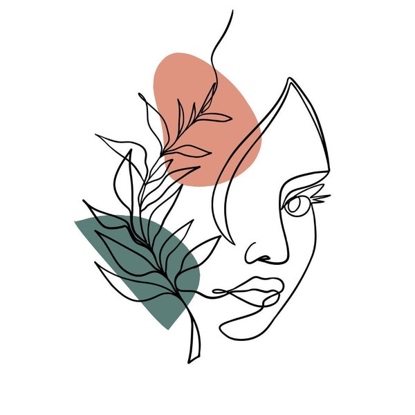 Girl Face Line Art - Etsy