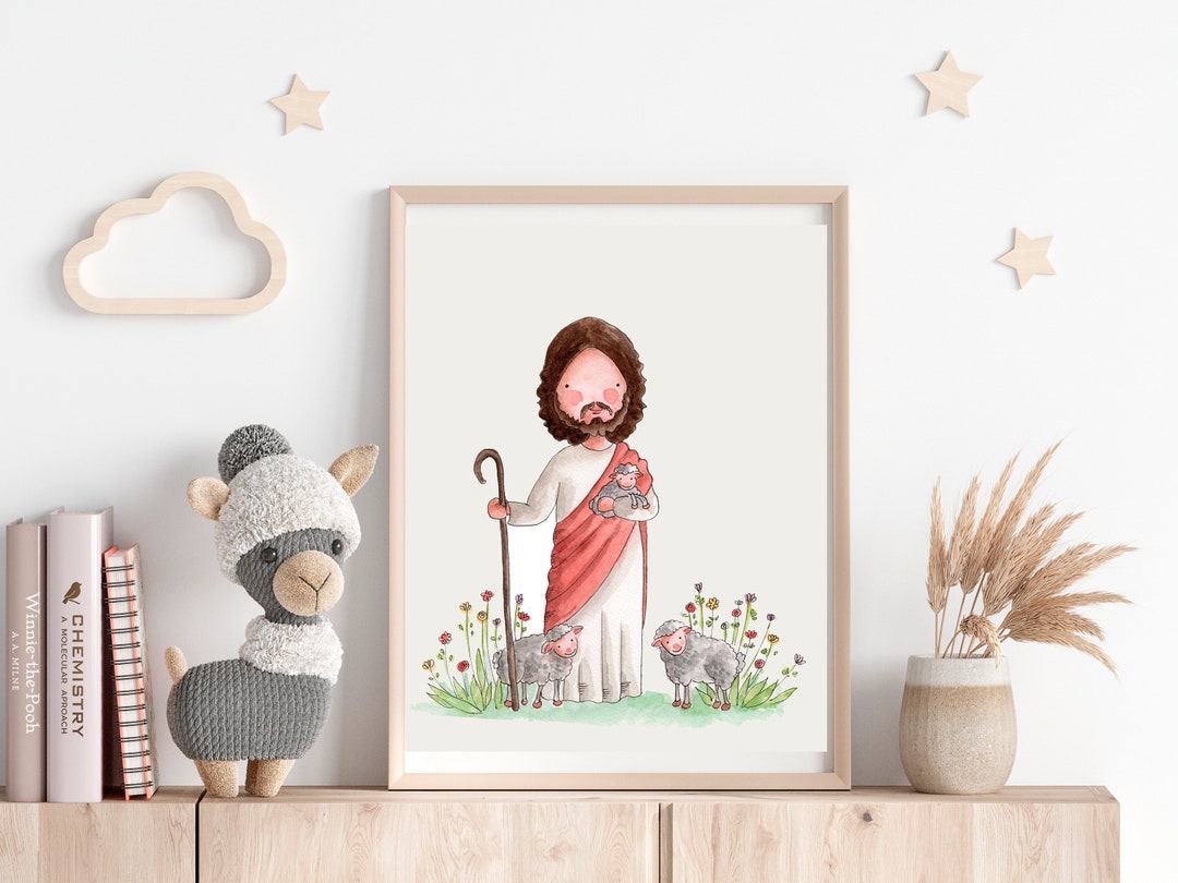 Jesus the Good Shepherd, CATHOLIC Print, Catholic Nursery Decor, Kids ...