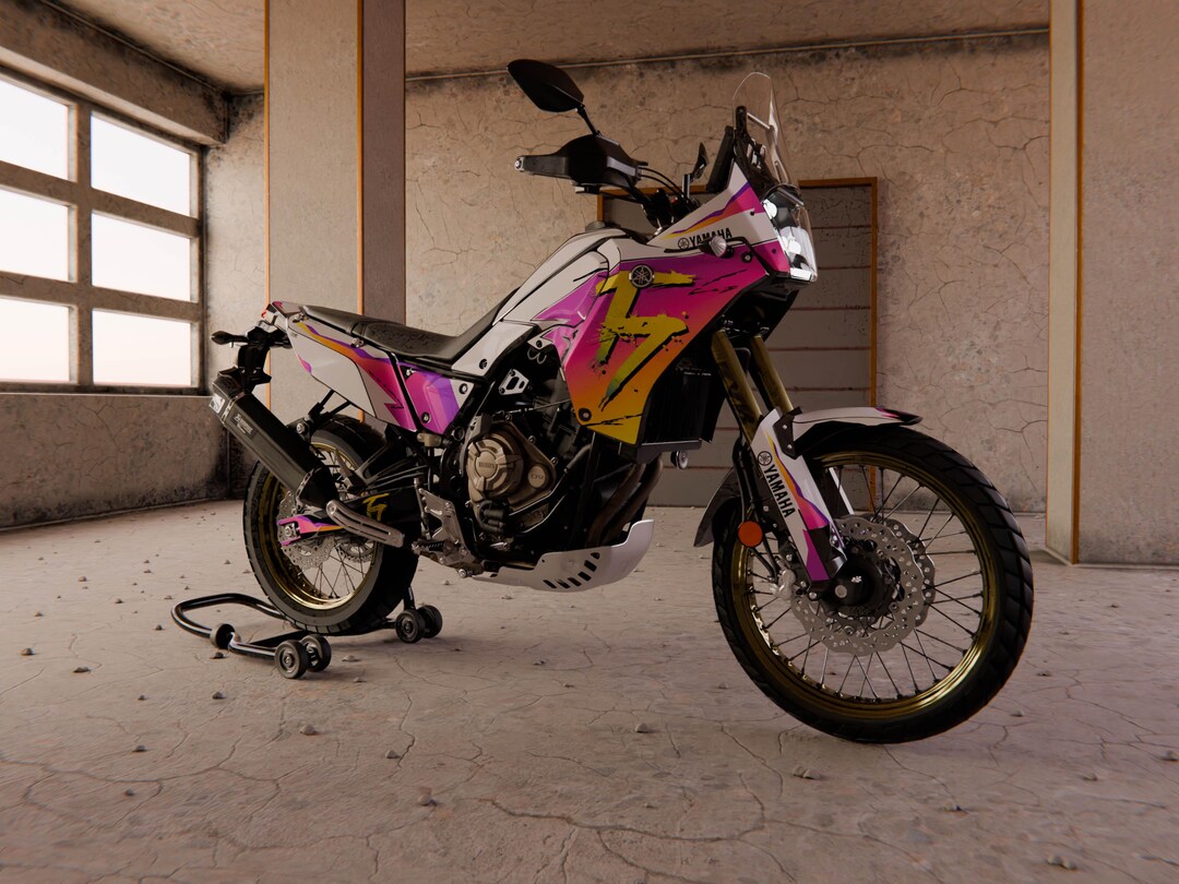 Yamaha Tenere 700 Retro Neon Decal Kit – White Pink Purple Yellow ...