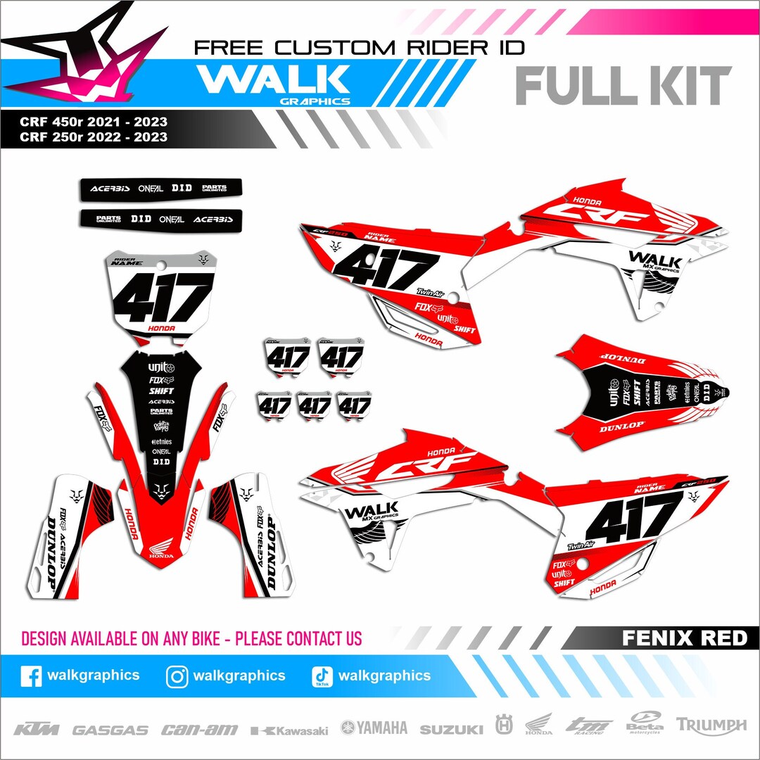 Honda CRF 250/450 2021-2023 MX Graphics Decals Stickers Design Custom ...
