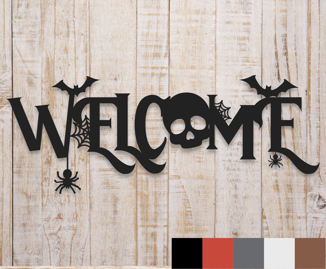 Metal Halloween Welcome Sign Door Decor Front Porch - Etsy