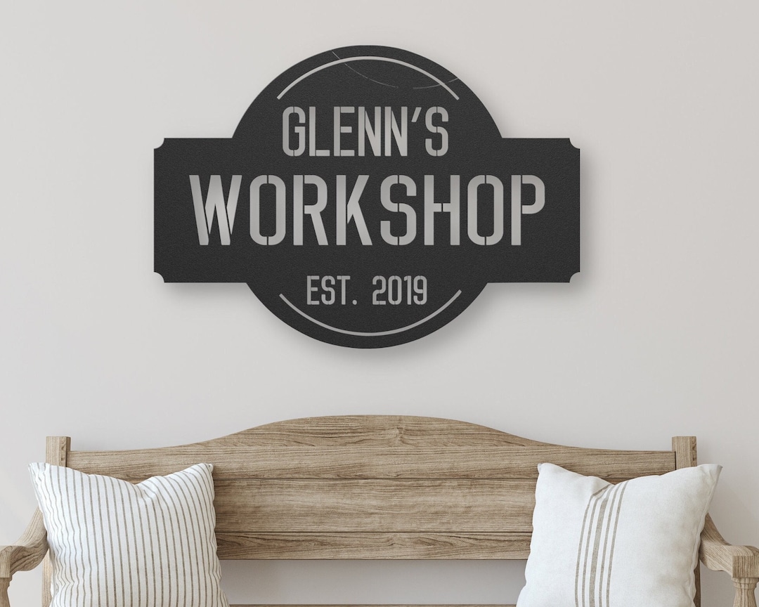 Custom Metal Workshop Sign Gift, Personalized Metal Garage Sign, Custom ...