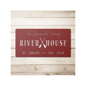 Custom River House Metal Sign, River House Decor, Custom River Sign ...
