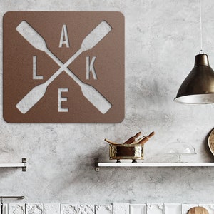 Square Metal Art Lake Sign, Lake House Decor, Housewarming Gift - Etsy