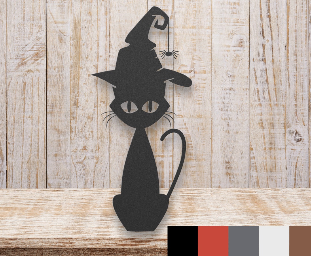 Halloween Black Cat Metal Wall Decor, Witchy Cat Halloween Decoration ...