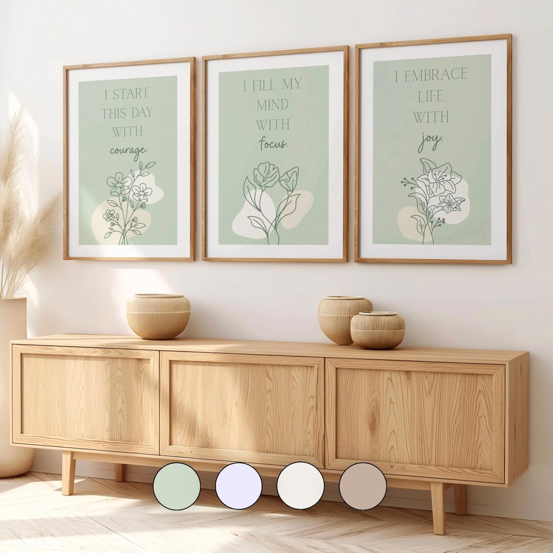 Morning Affirmation Wall Art Set of 3 Printable Posters | Mental Health ...