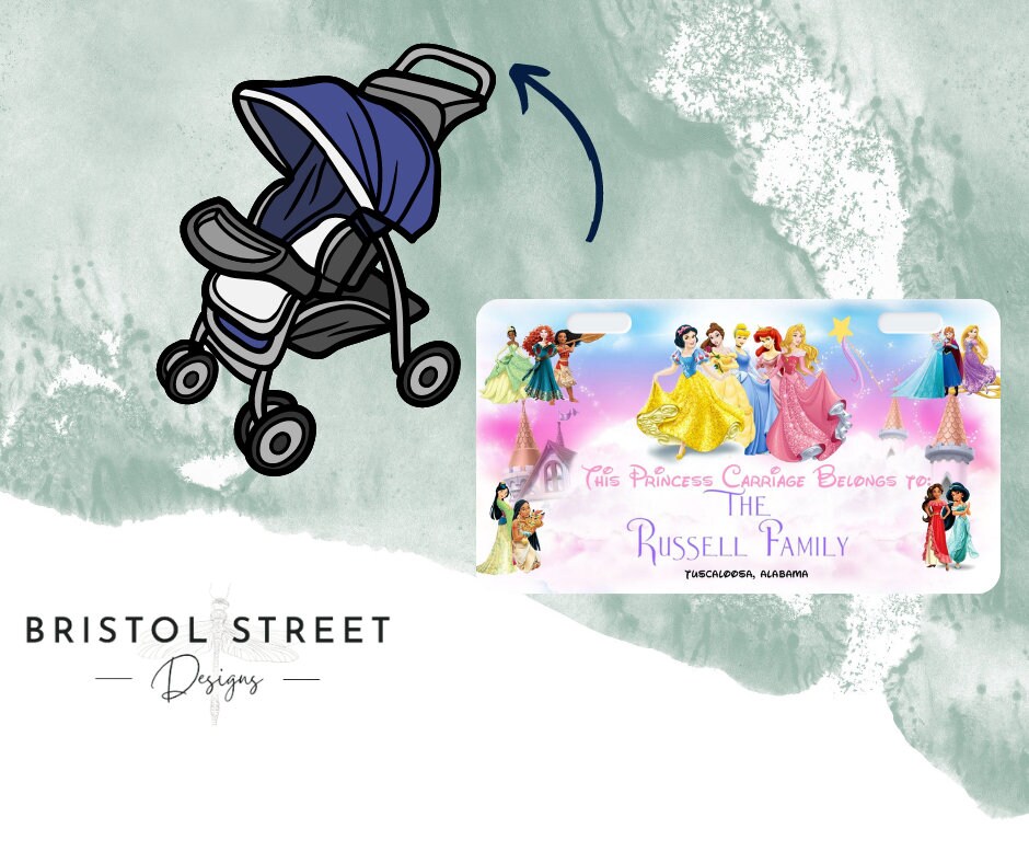 Disney Princess Stroller Spotter, Tag, Custom Stroller Tag, Wheelchair ...