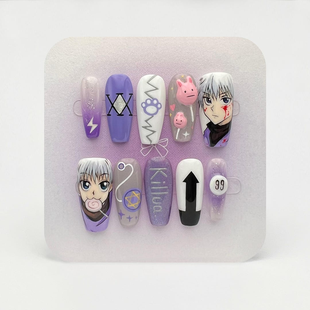 Hunter X Hunter Killua Hand-painted Press-on Nails - Etsy
