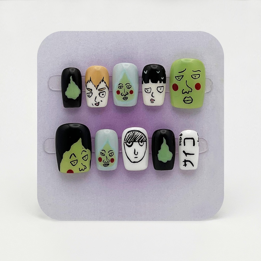 Mob Psycho 100 Short Hand Painted Press-on Nails - Etsy