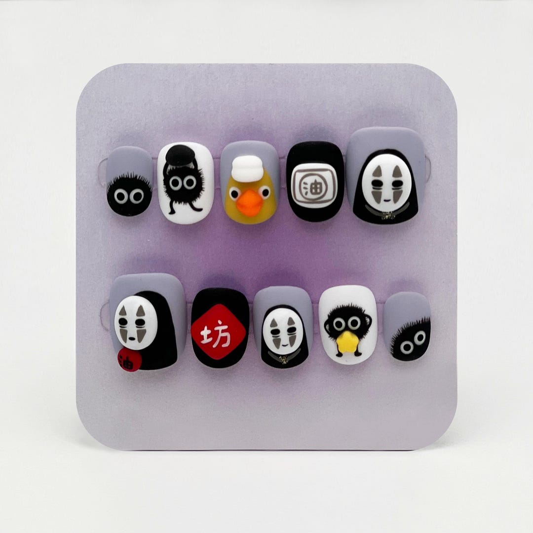 Ghibli 3D Spirited Away No-face Hand-painted Press-on Nails - Etsy