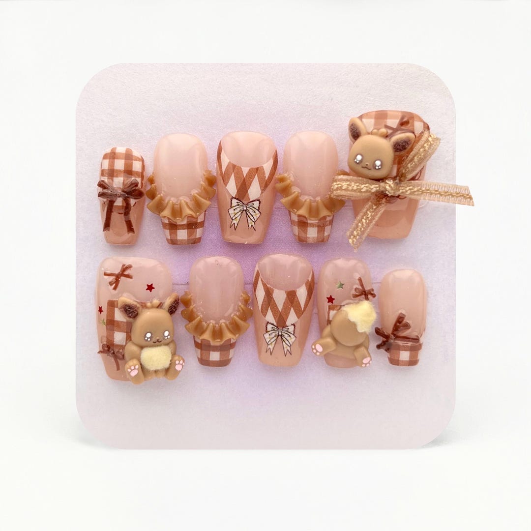 Pokemon Eevee 3D Hand-painted Press-on Nails - Etsy