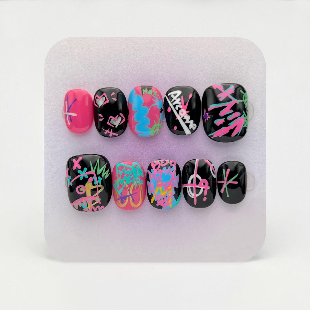 Arcane Jinx Graffiti Hand-painted Press-on Nails - Etsy