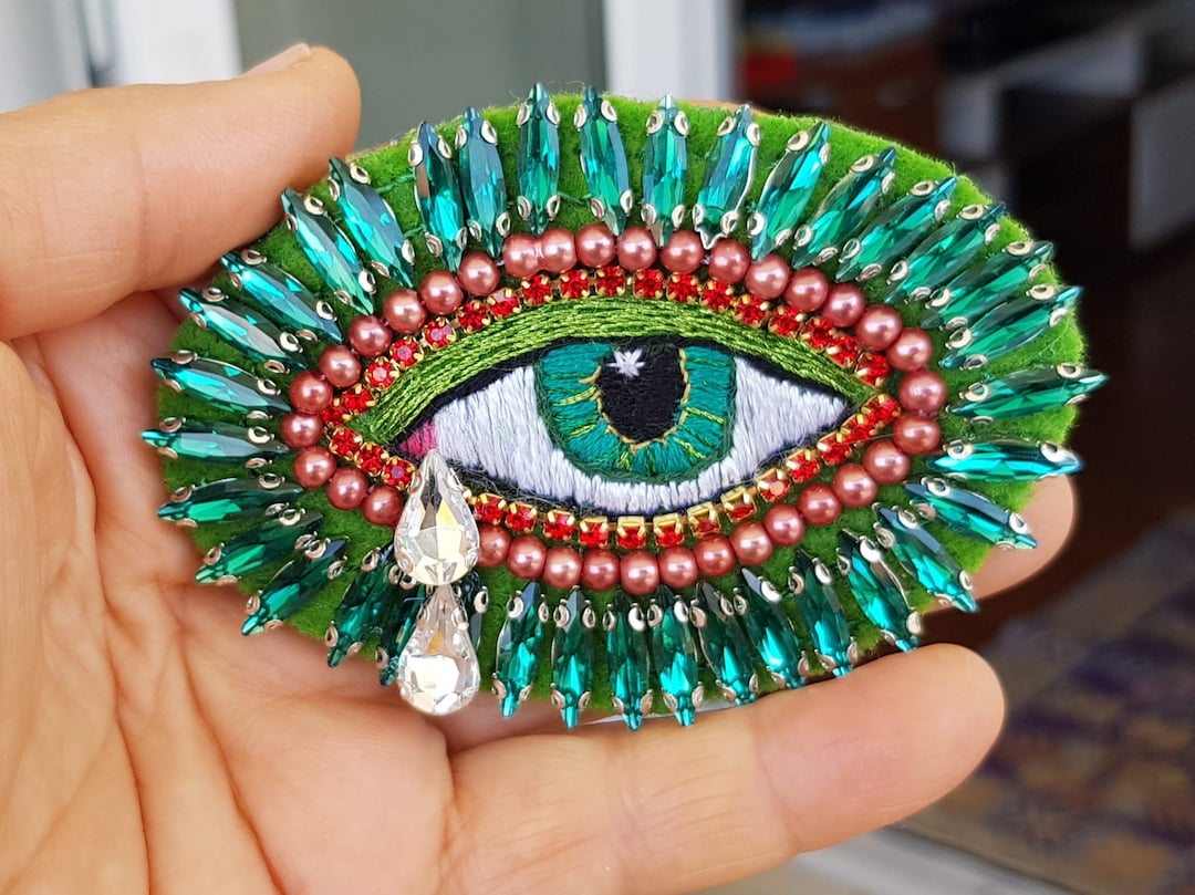 Charm Eye Brooch Pin, Evil Eye Jewellery, Evil Eye Brooch With Tears ...