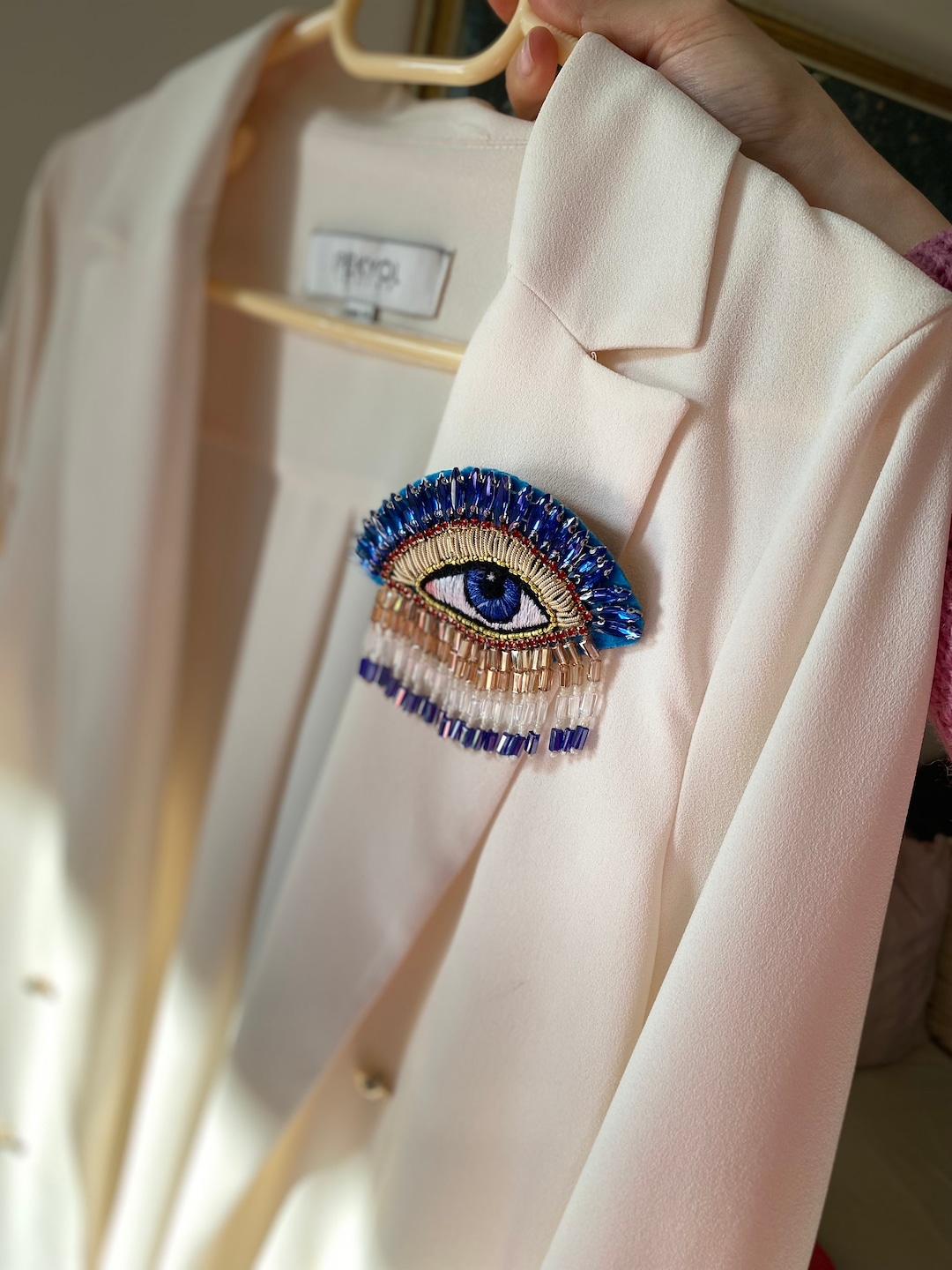 Charm Evil Eye Brooch Pin: Beaded Embroidery Protection Charm - Etsy