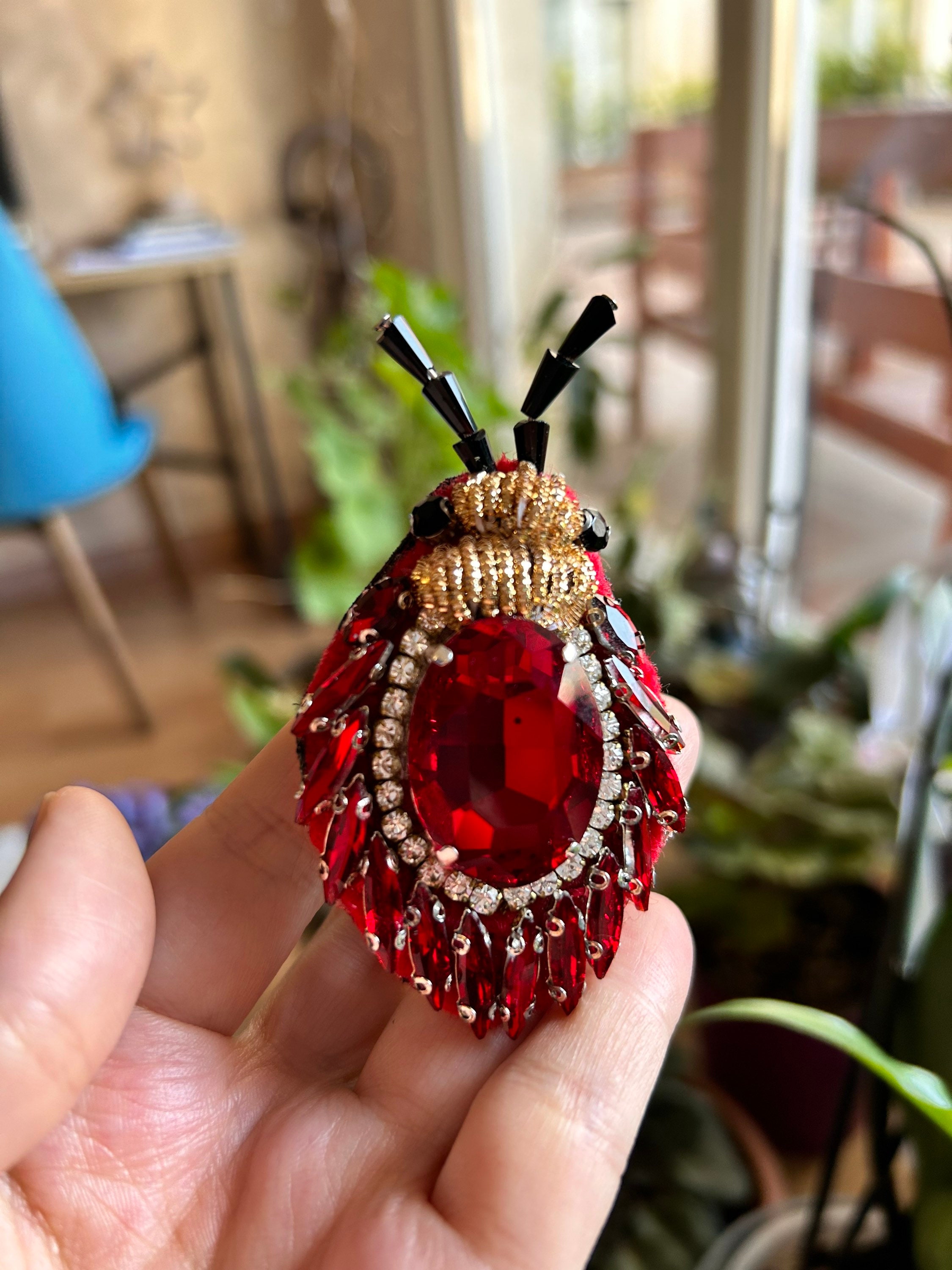 Beaded Beetle Brooch Pin Bug Brooch Pin Beaded Cicada - Etsy