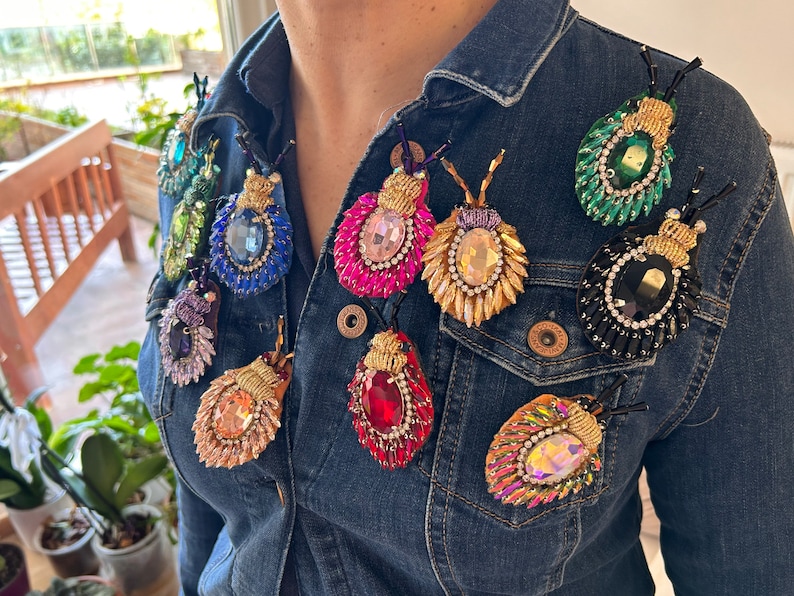 Beaded Beetle Brooch Pin Bug Brooch Pin Beaded Cicada - Etsy