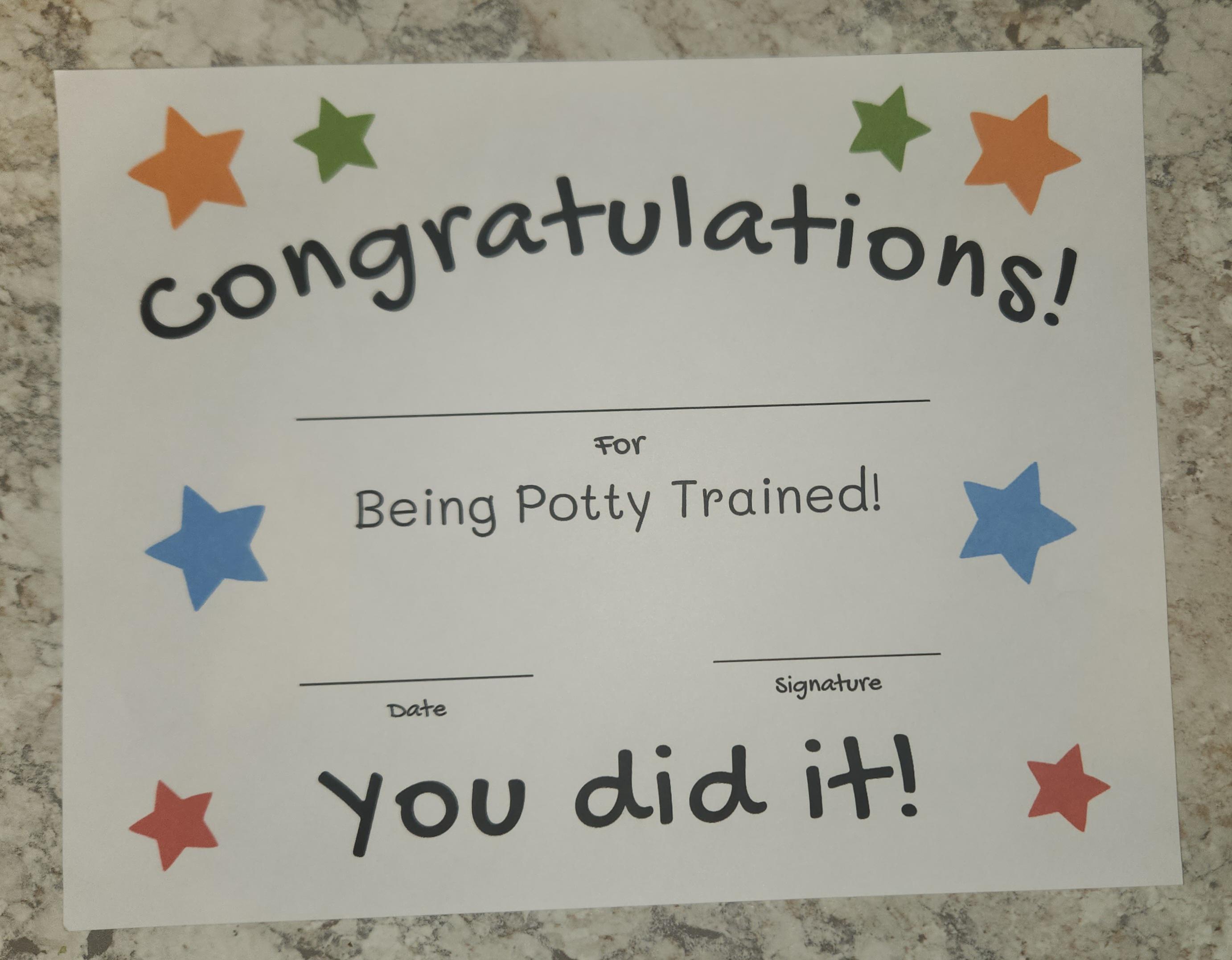 Potty Training Certificate - Etsy