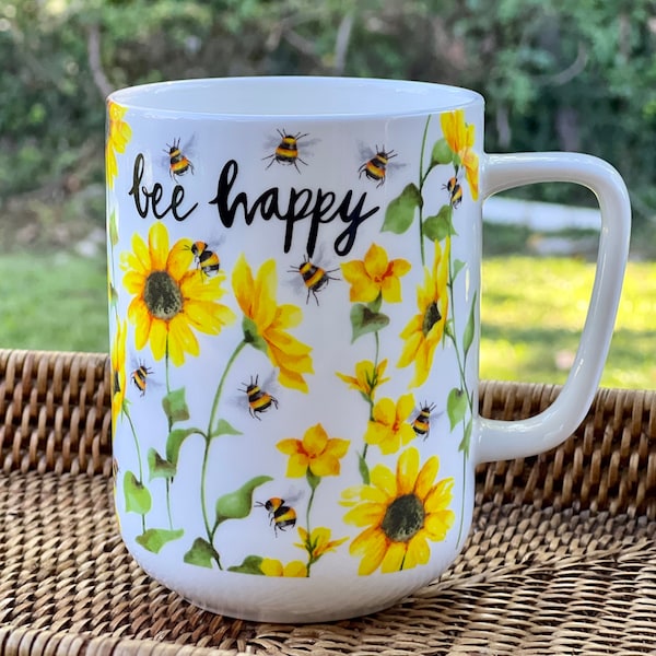 Bee Happy Mug - Etsy