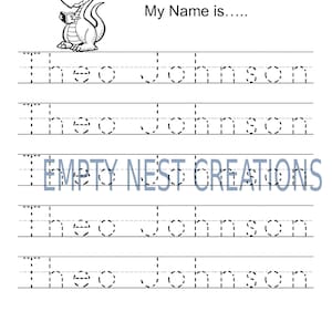 CUSTOM Name Tracing Worksheets - Etsy