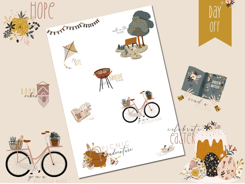 April 2023 Digital Stickers Cute Spring Stickers for - Etsy