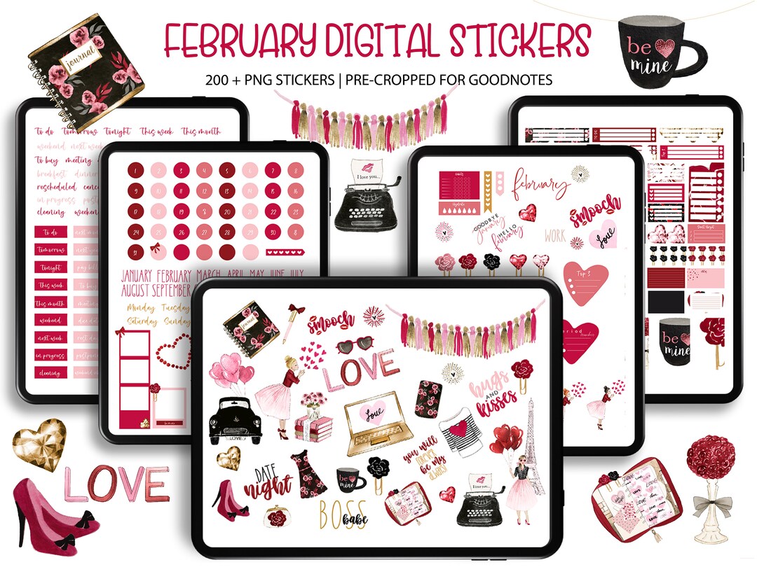 February Goodnotes Stickers, Valentines Sticker, Digital Stickers ...