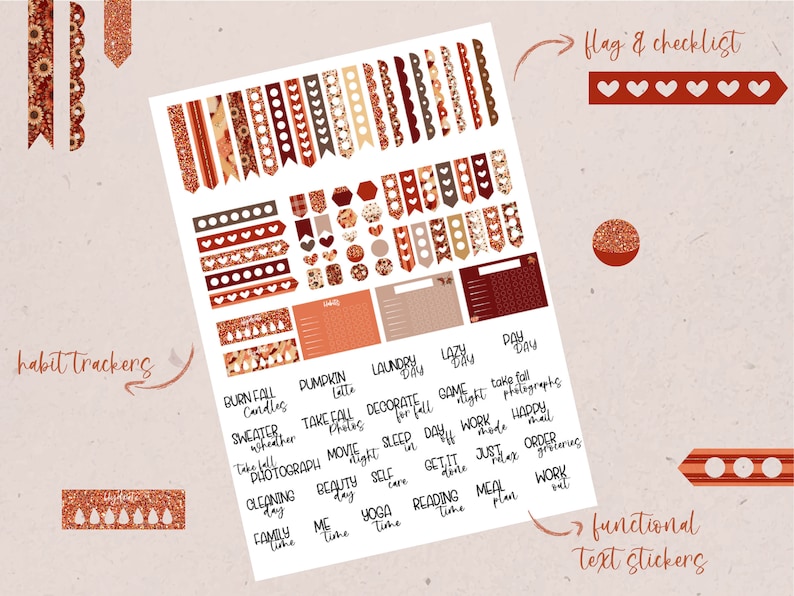 Fall Digital Stickers Autumn Digital Sticker Bundle for - Etsy