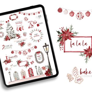 December Christmas Stickers, Red Christmas Digital Stickers, Goodnotes ...