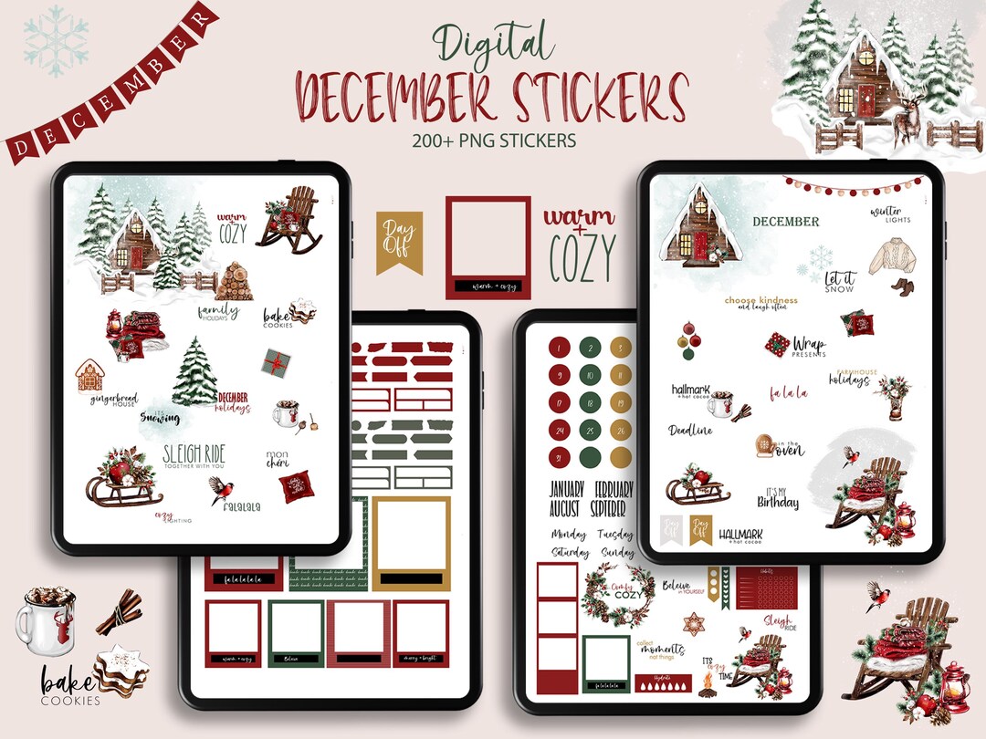 December Christmas Stickers, Christmas Digital Stickers, Goodnotes ...