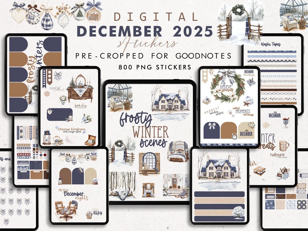 December Christmas Stickers, Christmas Digital Stickers, Goodnotes ...