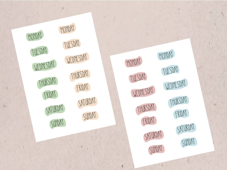 MONTHS & WEEKDAYS Digital Stickers for Goodnotes, Weekday Stickers ...